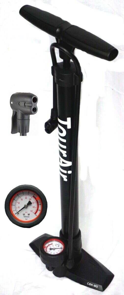 TOUR-AIR Standpumpe für Auto Dunlop Sclaverantventil Fahrradpumpe, 14,99